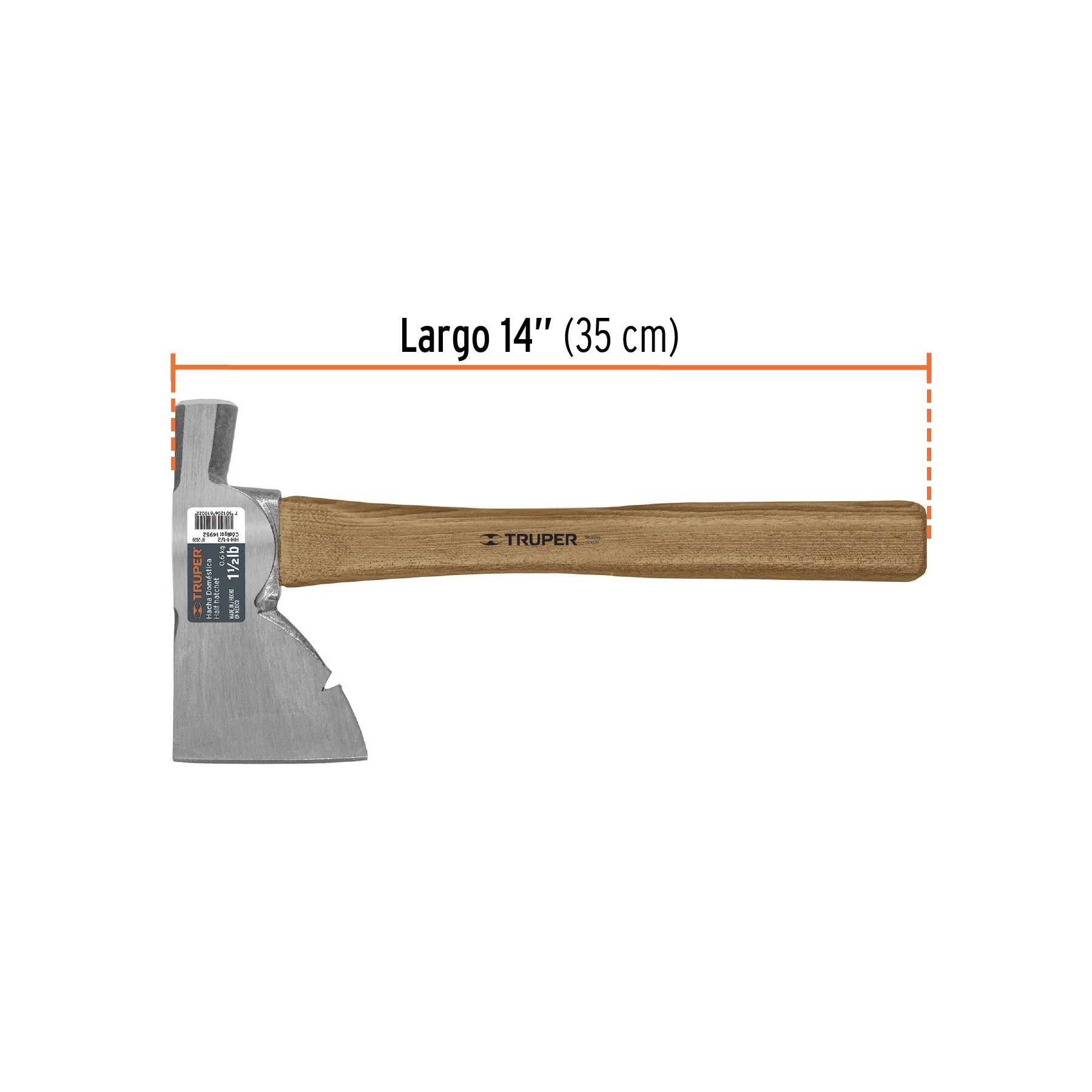 Hacha Doméstica 1-1/2 lb, mango hickory 14", Truper - Ferretería De Valle